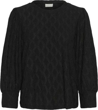 Kaffe Femme, Blouses et Chemises, Noir, Taille: 46 FR Chemisier en Dentelle Noire avec Manches ¾