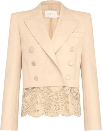 Zimmermann Cropped Spitzenbesetzter Blazer - - Jackets - Damen - Beige - XS