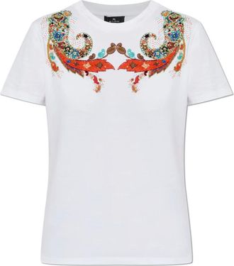 Etro Femme, Tops, Blanc, Taille: 42 FR T-Shirt avec Appliqu&eacute;s