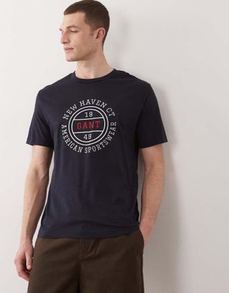 GANT T-Shirt in Marineblau mit Sport-Wappenprint