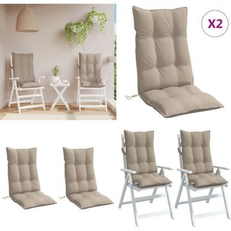 vidaXL Coussins de chaise &agrave; dossier haut lot de 2 taupe tissu oxford - Coussin De Chaise - Coussin Ext&eacute;rieur - Coussin D&eacute;coratif - Coussin Confortable
