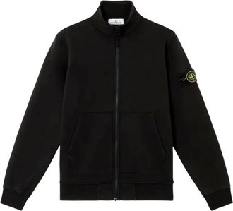 Stone Island Homme, Sweatshirts et sweats &agrave; capuche, Noir, Taille: 2XL SweaT-shirt zipp&eacute; en molleton de coton