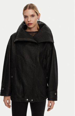 Dolce & Gabbana Lederjacke F9S01L HULVN Schwarz Oversize