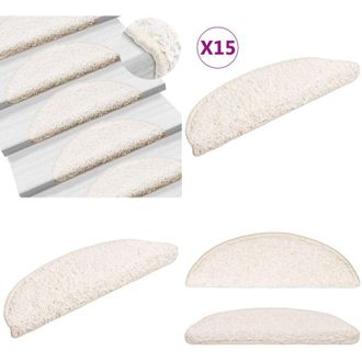 vidaXL Treppenmatten 15 Stk. Wei&szlig; 56x17x3 cm - Treppenmatten - Treppenl&auml;ufer - Trittschutz - Rutschfeste Matte - Stufenmatte - Home & Living