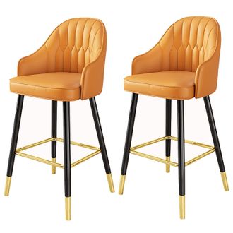 Generic Barhocker in Tresenh&ouml;he, Barhocker im Mid-Century-Stil mit R&uuml;ckenlehne und Bezug aus PU-Leder, Barhocker f&uuml;r das Wohnzimmer