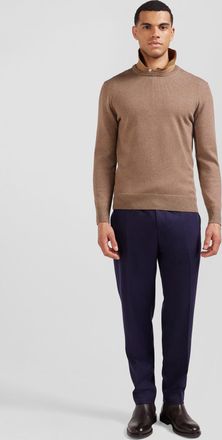 Eden Park Pull Col Rond En Laine Et Coton Marron Coupe Regular