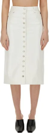 Courr&egrave;ges Button-Detailed Skirt - White