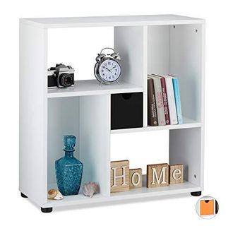 Relaxdays Standregal mit 4 F&auml;chern, offenes Schweberegal oder Standregal f&uuml;r Deko, B&uuml;cher, 75x75 cm, verschied. Farben