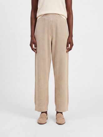Brunello Cucinelli Pantalon droit en pur cachemire avec taille haute &eacute;lastiqu&eacute;e