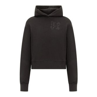 Palm Angels Femme, Sweatshirts et sweats &agrave; capuche, Noir, Taille: 38 FR Logo Cotton Sweat &agrave; capuche
