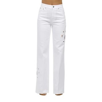 Dondup Weite Bein Baumwolljeans mit Stickerei - - Jeans - Damen - Wei&szlig; - W29