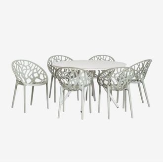 Sklum Sklum - Ensemble table ronde en aluminium Val&eacute;rie (&Oslash;125 cm) et 6 chaises de jardin Ores Vert Kaki