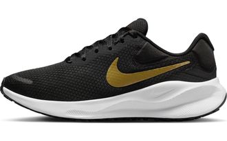 Nike Nike Revolution 7 Straßenlaufschuh für Damen, Black/Metallic Gold-White-Dk Smoke Grey, FB2208-006, 36 EU (W 5.5 US)