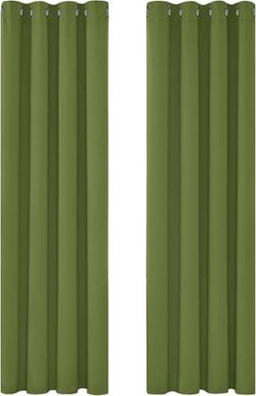 Deconovo Rideaux Occultants Isolant Thermique Anti Froid, Rideaux pour Salon et Chambre, Design Moderne &agrave; Oeillets, 140x290 CM (Largeur x Hauteur), Vert dherbe