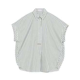Brunello Cucinelli Femme, Blouses et Chemises, Vert, Taille: 36 FR Cotton and Silk Striped Shirt