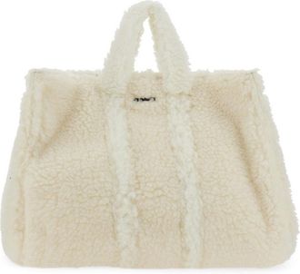Sunnei Unisex Teddy Fleece Bag White Polyester Handbags Hand