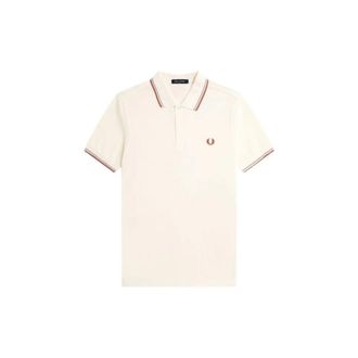 Fred Perry Homme, Tops, Beige, Taille: 2XL Polo Beige/Bleu Twin Tipped