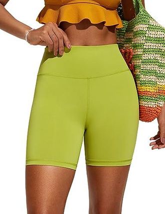 CRZ YOGA Short de Bain athlétique à Taille Haute pour Femmes 12.7cm avec Doublure Jaune Primevère 44