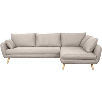 Miliboo Miliboo - Skandinavisches Ecksofa 5-Sitzer aus beigem Stoff und hellem Holz creep