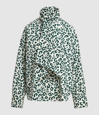 Essentiel Chemise Khaleesi Vert Fonc&eacute; Blanc Cass&eacute;