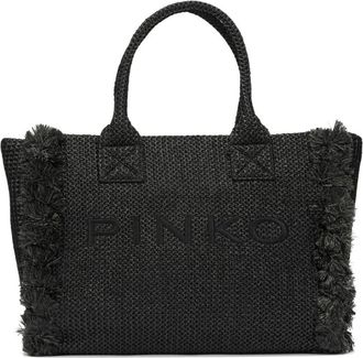 Pinko Raffia-Shopper mit Quastenbesatz - - Bags - Damen - Schwarzk - ONE SIZE