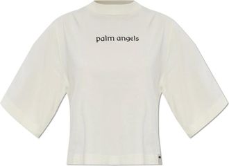 Palm Angels T-shirt logo - Femme - Tops - Beige - Taille: 40 FR