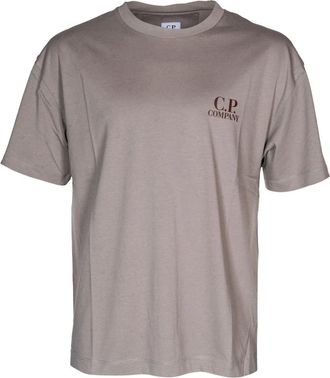 C.P. Company C.p. Company, Homme, Tops, Beige, Taille: XL T-Shirt Logo Manches Courtes 30/1 Jersey