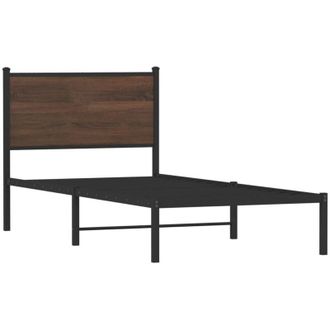 vidaXL Cadre de lit en m&eacute;tal sans matelas ch&ecirc;ne marron 90x190 cm vidaXL