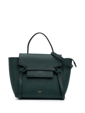 Celine 2020 nano G&uuml;rteltasche aus gek&ouml;rntem Kalbsleder - Gr&uuml;n