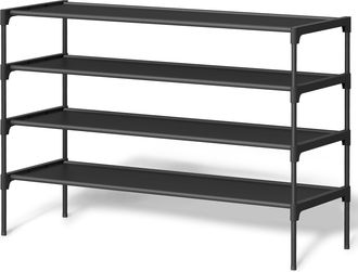 Songmics Schuhregal 4 Ebenen, Schuhablage, Schuhaufbewahrung, Eingangsbereich, Flur, platzsparend, 29,7 x 91,8 x 70,5 cm, Metallrahmen, Vliesstoff-Ablage, tint