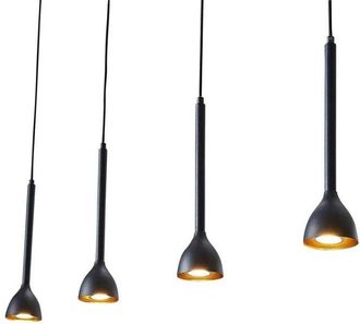 Lucande Neuwertig] Lucande Hängeleuchte Nordwin Pendelleuchte Lampe 4 Flammig Gu10 Schwarz Gold846 B-Ware
