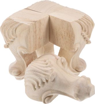 SOLUSTRE 4 St&uuml;ck Massivholz Sofabeine 10x6cm Unbehandelte M&ouml;belf&uuml;&szlig;e mit Schnitzerei Ersatz Holzm&ouml;belbeine f&uuml;r Sofa Schrank und Couchtisch Einfache Montage