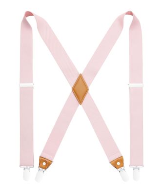 Hisdern Herren 3,5 cm breiter Hosenträger in X-Form mit sehr Starken 4 Metall Clip für Männer und Damen elastisch und verstellbar Rosa