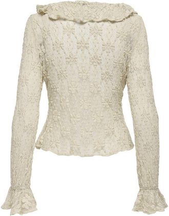 Only Langarmshirt ONLPEARLINA LS RUFFLE LACE TOP WVN