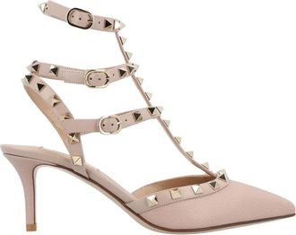 Valentino Garavani Hohe Schuhe - Rockstud Grainy Leather Slingbacks Pink - Gr. 38 (EU) - in Rosa - für Damen
