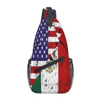 Generic Drapeau Mexicain-Am&eacute;ricain Sac Poitrine Multifonctionnel Sling Bag Pratique Sac Banane Pour Excursion Camping Quotidien