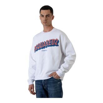 Dsquared2 Homme, Sweatshirts et sweats à capuche, Blanc, Taille: M SweaT-shirt en coton de différentes couleurs
