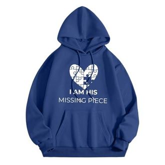 Generic Pull &agrave; capuche imprim&eacute; pour homme et femme avec le m&ecirc;me couple., bleu, XXL