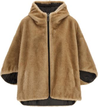 Lou Andr&eacute;a Reversible Mink-Effect Faux Fur Cape - Black