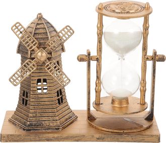 Aboofan DIYEAH Vintage Sanduhr Tischdekoration mit Leuchtturm Ornament Retro B&uuml;roschmuck aus Metall in Gold Kreative Wohndeko f&uuml;r Schreibtisch und Regal