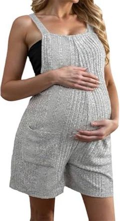 Generic Combinaison de maternit&eacute; courte pour la grossesse Combinaison de maternit&eacute; pour la grossesse Salopette noire Short sans manches Combishort d&eacute;t&eacute; Barbot