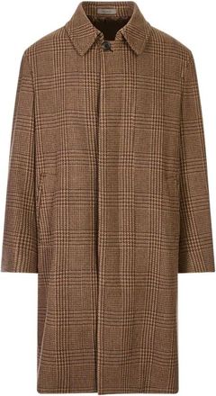 Corneliani Manteau droit en pied-de-poule - Homme - Manteaux - Brun - Taille: L