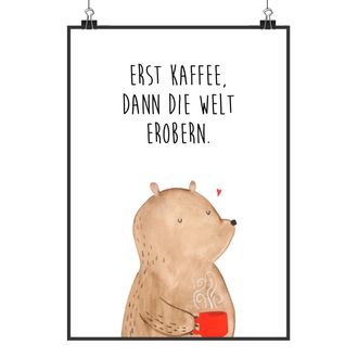 Mr. & Mrs. Panda Bild Bär Kaffee DIN A5 - Geschenk, Wandposter, wanddeko, Motivation, Wandbild, Bären, Teddy, drucke, Coffee, Guten Morgen, Poster
