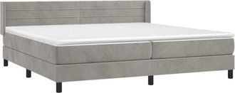 vidaXL Boxspringbett mit Matratze Hellgrau 200x200 cm Samt Vidaxl
