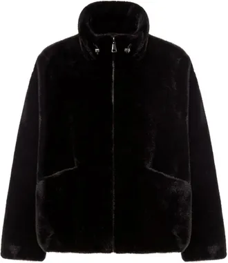 Cesare Gaspari Femme, Vestes, Noir, Taille: 38 FR Veste zipp&eacute;e en velours synth&eacute;tique