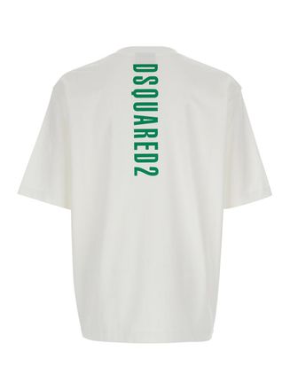 Dsquared2 Mens T-Shirt Logo Lettering White Cotton T-Shirts And Polos