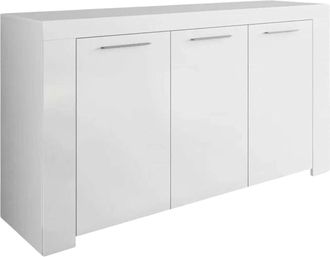 Dmora Bellevue Sideboard, Wohnzimmer-Buffet, TV-Schrank, Sideboard für Wohnzimmer, Moderner Kleiderschrank mit 3 Türen, 144x42h80 cm, Weiß