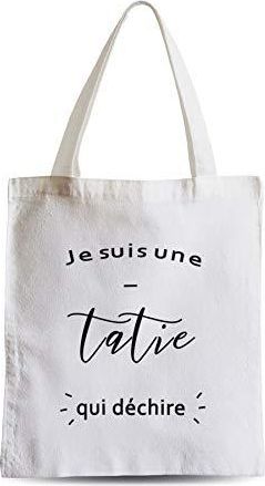 Fabulous Grand Sac Shopping Plage Etudiant Je Suis Une Tatie Qui Dechire, Blanc, Taille unique