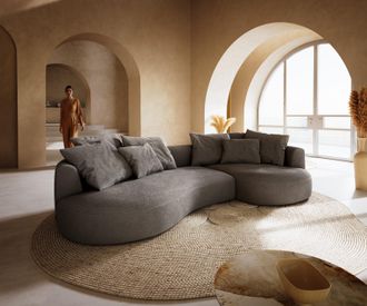 DELIFE Big-Sofa Edina 330x170 cm Boucl&eacute; Soft Schlamm, Big Sofas