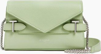 Le Tanneur Emilie Clutch aus genarbtem Leder mit doppelter &Uuml;berschlag-Schulterriemen